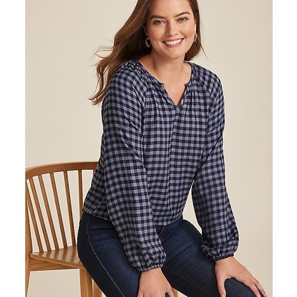 Maurices | Tops | Maurices Buffalo Check Notch Neck Blouse Large | Poshmark